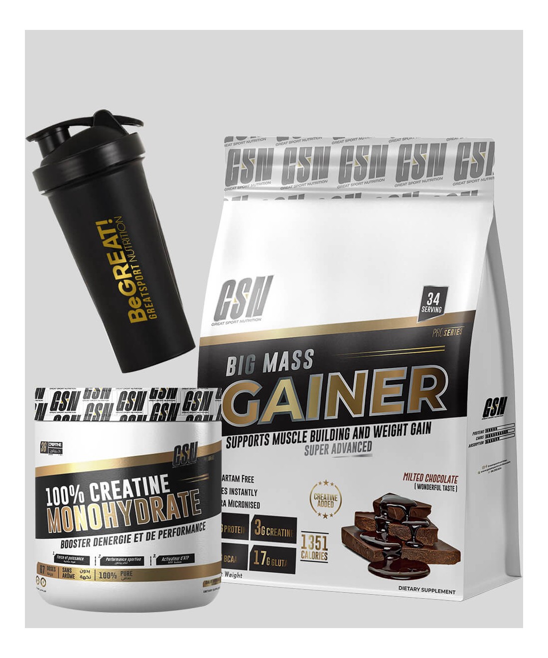 Pack Big Mass Gainer 6kg & Créatine Monohydrate 200g - GSN