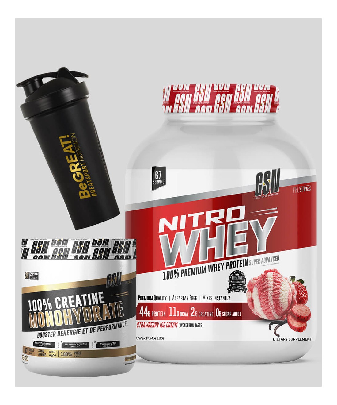 Pack Nitro Whey & Créatine Monohydrate GSN - Prix Tunisie