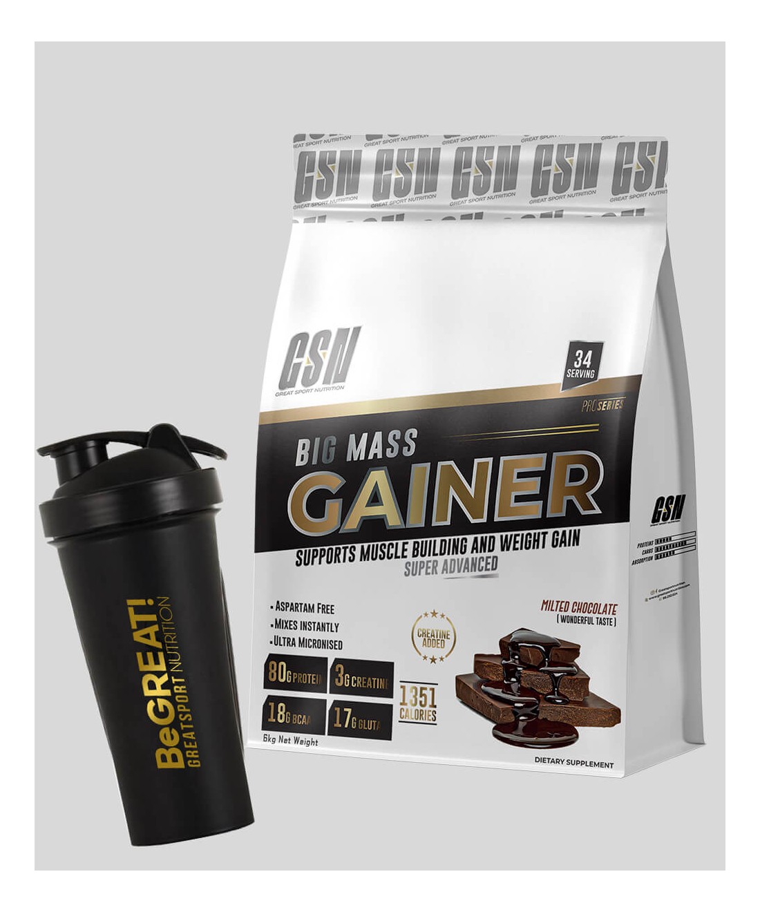 BIG MASS GAINER 6kg - GSN : Prise de Masse Élevée avec Créatine et ...