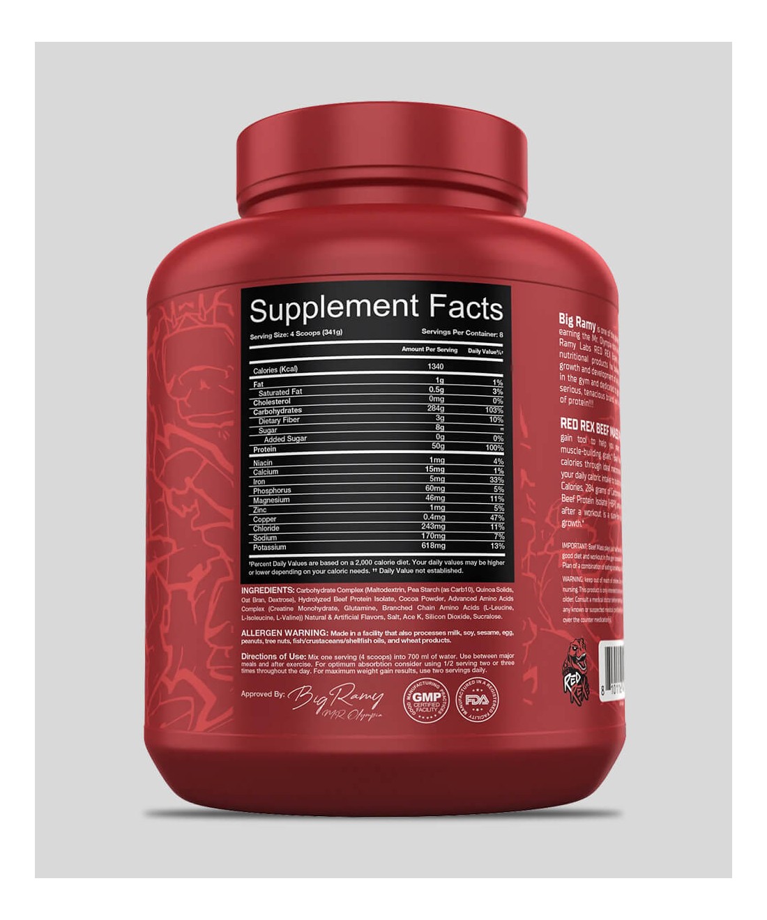 RED REX Beef Mass - Gainer Bovin Haute Protéine Sans Lactose