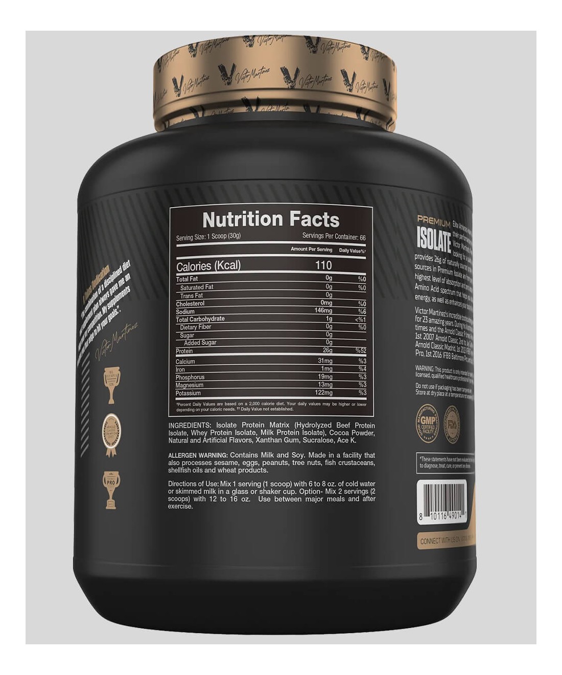 Victor Martínez Premium Isolate Matrix – Protéine sans Lactose, 26g