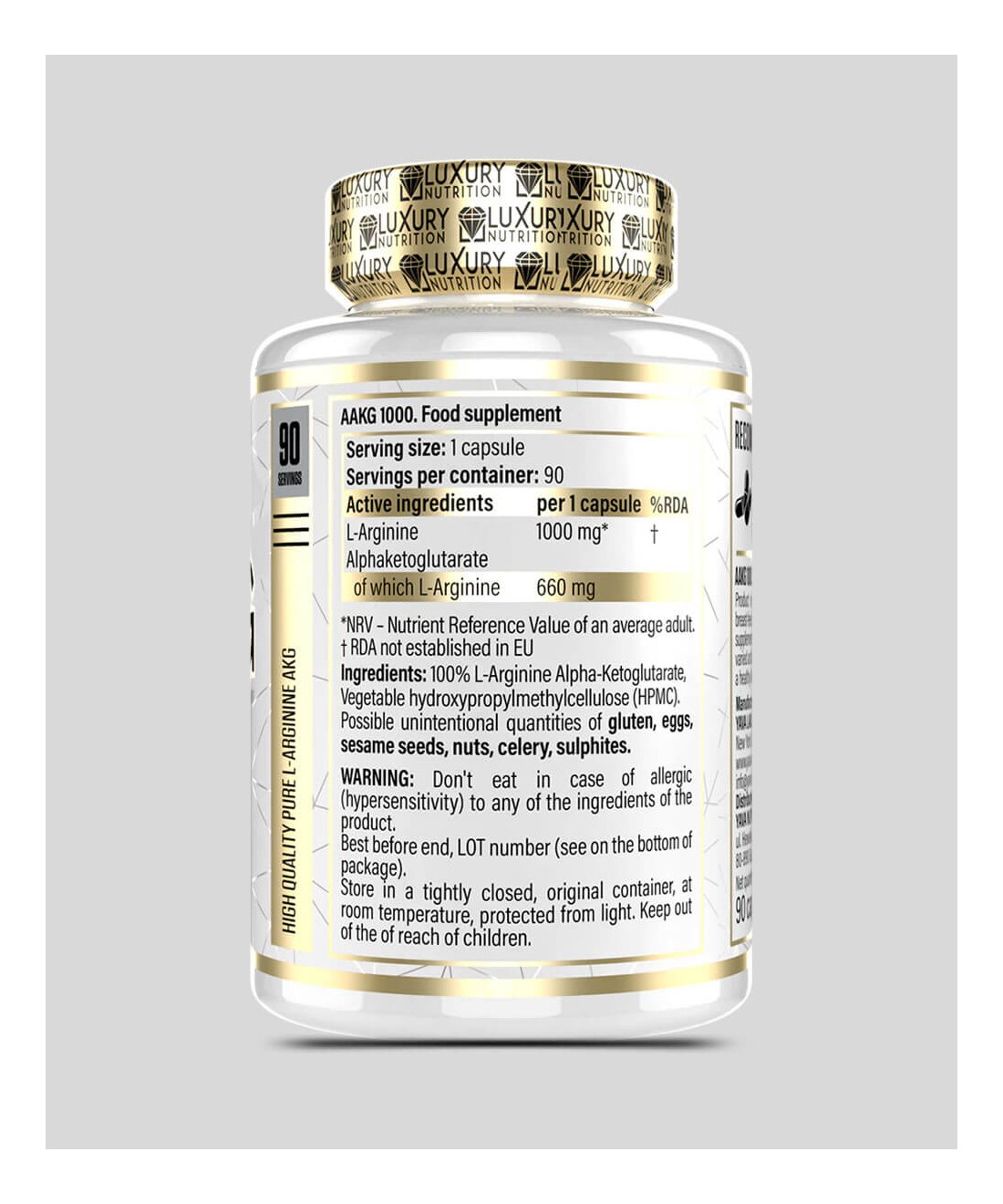 AAKG 1000 Luxury Nutrition – Vasodilatation & Congestion Musculaire