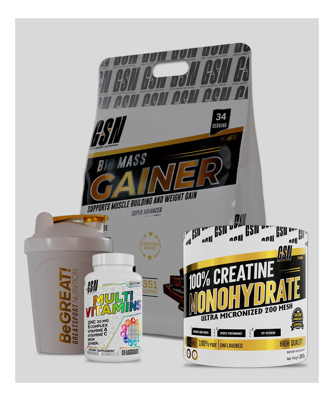 Pack Big Mass Gainer 6kg & Créatine Monohydrate 200g - GSN