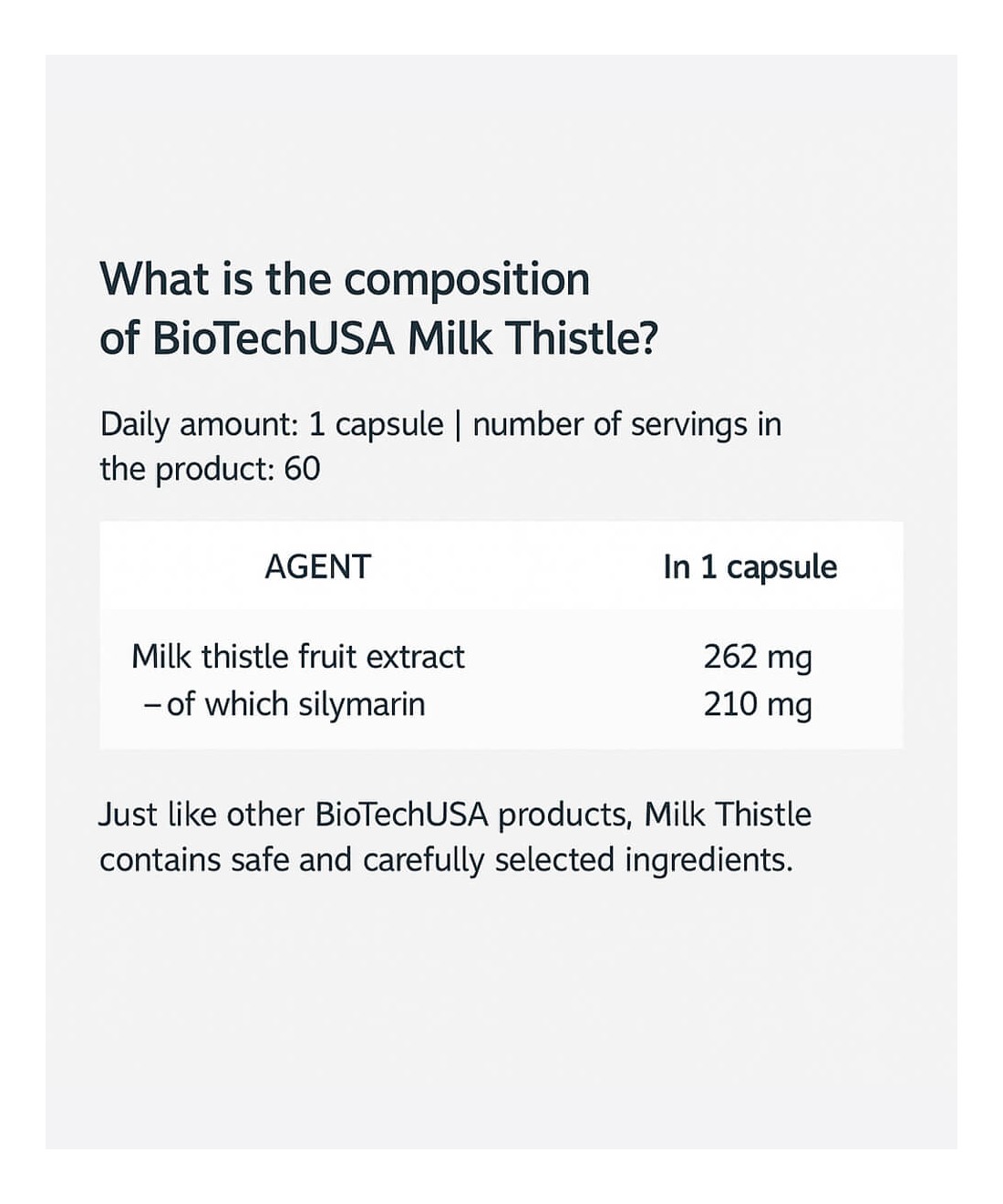 Milk Thistle BioTechUSA | Chardon-Marie 210 mg Silymarine Tunisie