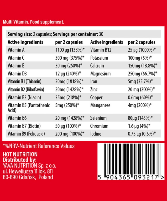 Multivitamin Hot Nutrition – 22 Vitamines & Minéraux | Complément Tunisie